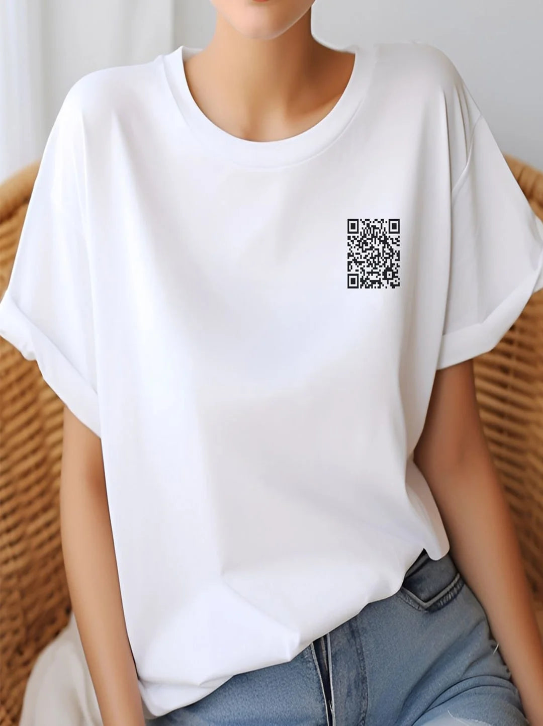 SXV 'customised QR CODE’ Printed Cool Aesthetic Oversized Baggy T-shir ...