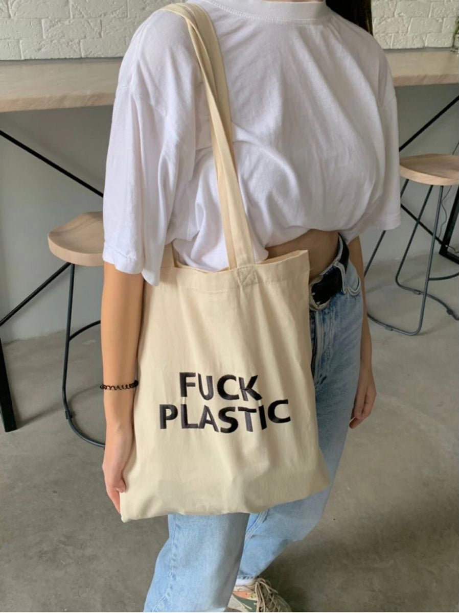 SXV "Fck plastic" canvas tote bag Jhola – SXVSTYLE