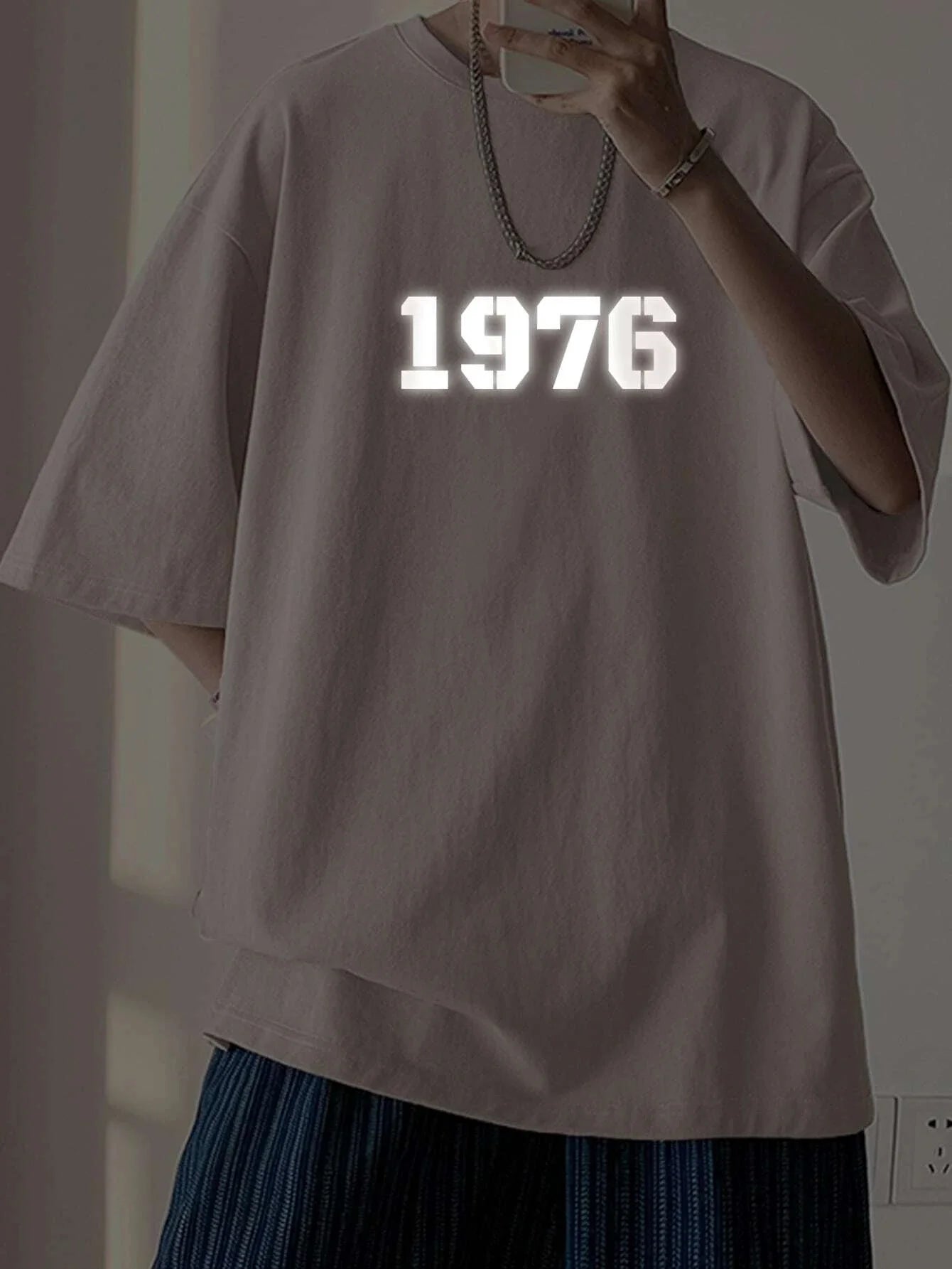 SXV Customized Number '1976’ Printed Cool Aesthetic Oversized T-shirt ...
