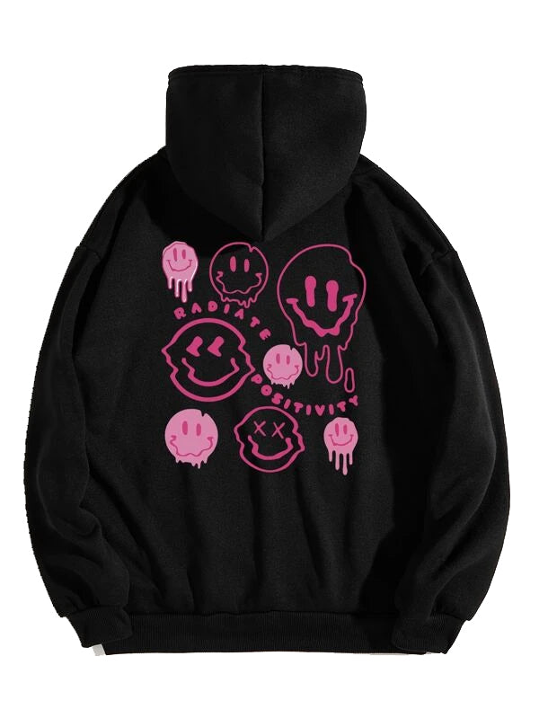 SXV 'DRIPPY SMILE PINK’ Printed Cool Aesthetic Sweatshirt Hoodie – SXVSTYLE