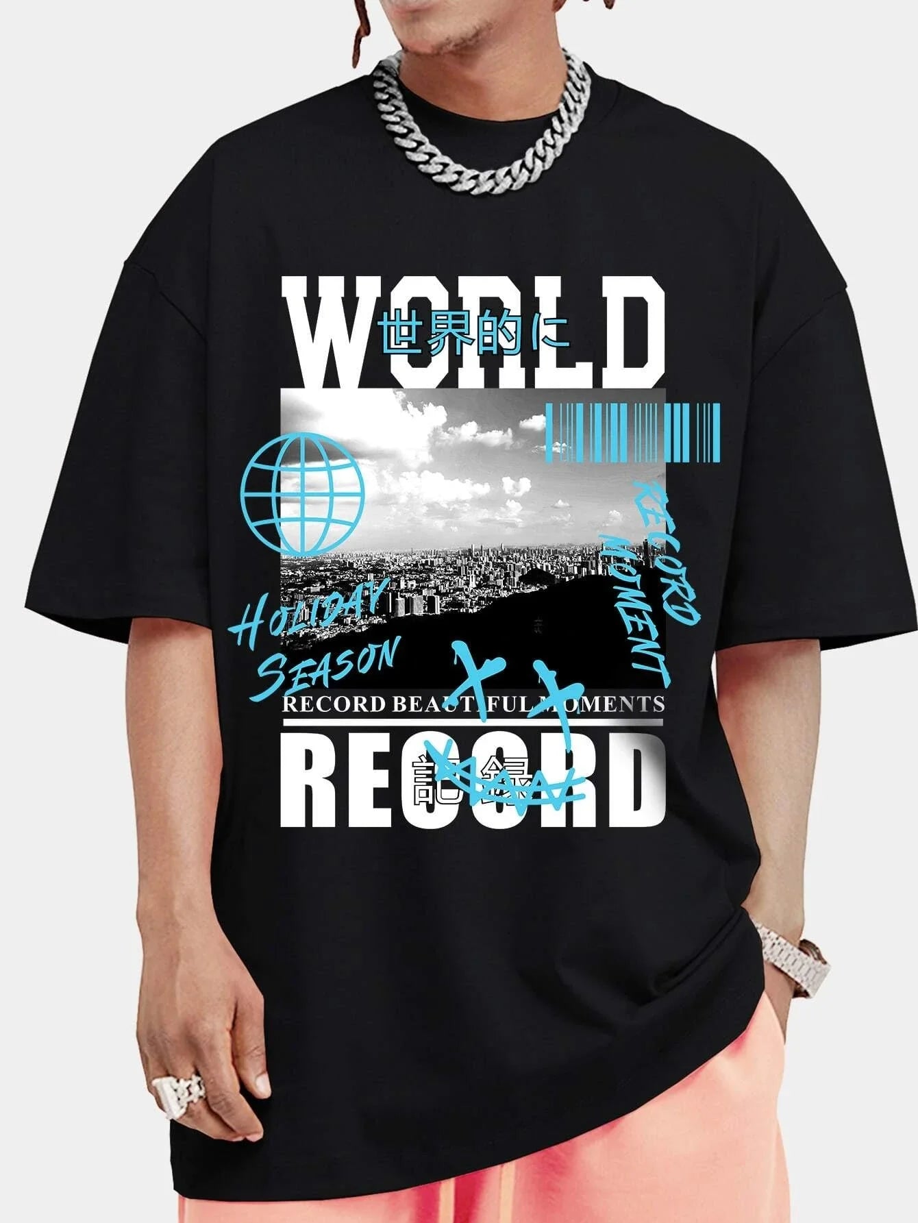 SXV 'World Record’ Printed Cool Aesthetic Oversized T-shirt – SXVSTYLE