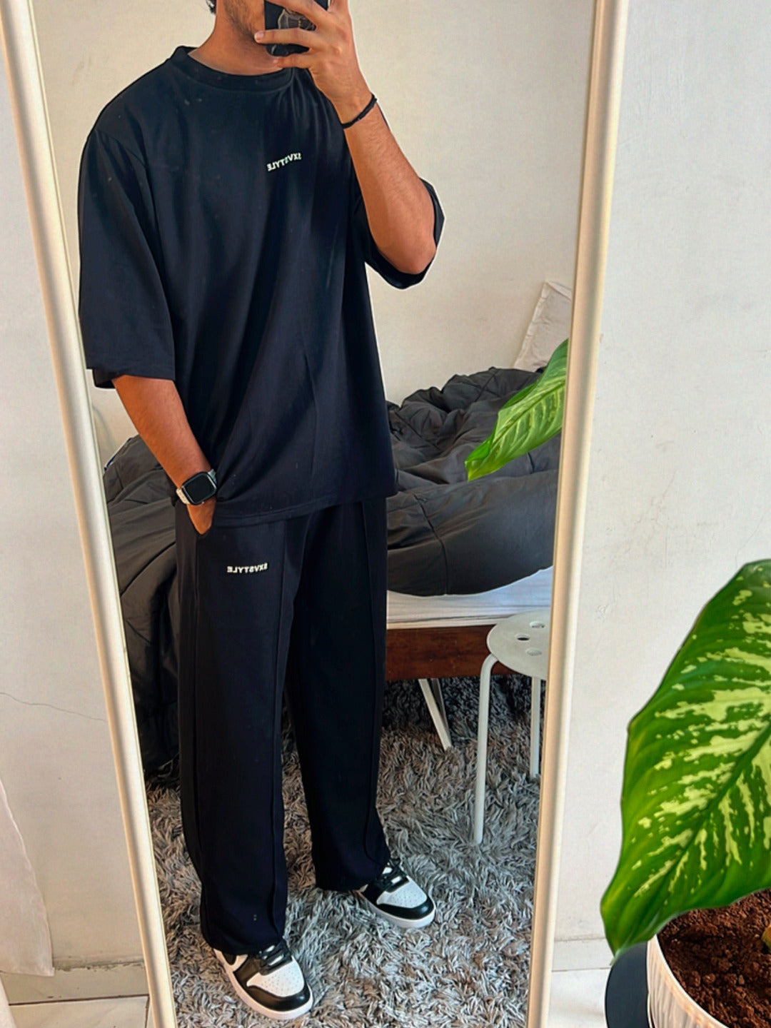 SXV Basic CO-ORDS set : black Oversized T-shirt And Trouser Combo ...